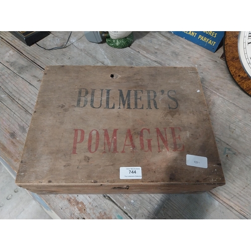 Bulmer's pomagne wooden advertising box. {11 cm H x 36 cm W x 8 cm D}.