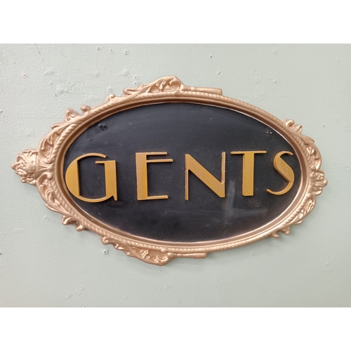 Ladies and Gents signs. {H 40cm x W 67cm}. NOT AVAILABLE TO VIEW IN PERSON.
