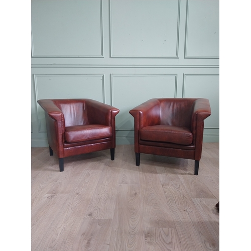Pair of 1970's leather upholstered club chairs by Bart Van Bekhoven. { 73cm H X 75cm W X 80cm