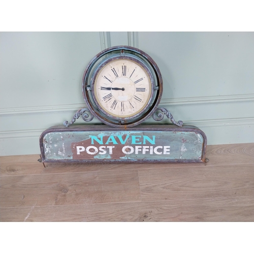 Vintage painted metal double sided Post Office clock. {50 cm H x 82 cm ...