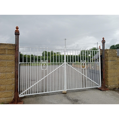 Edwardian forged iron riveted entrance gates. {H 220cm x W 463cm x D ...