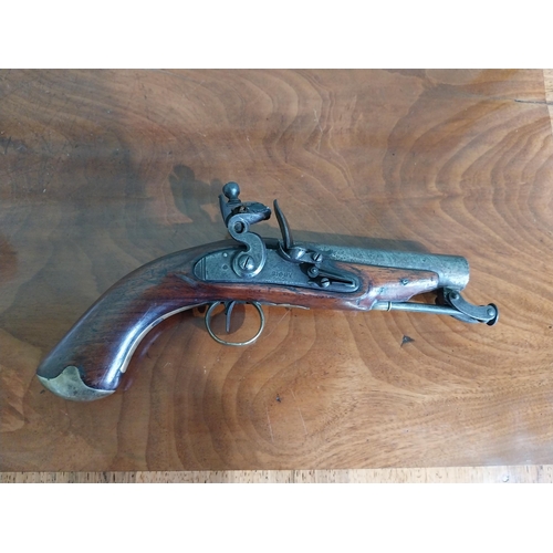 Early 19th C. brass and metal flintlock pistol stamped Rigby of Dublin ...
