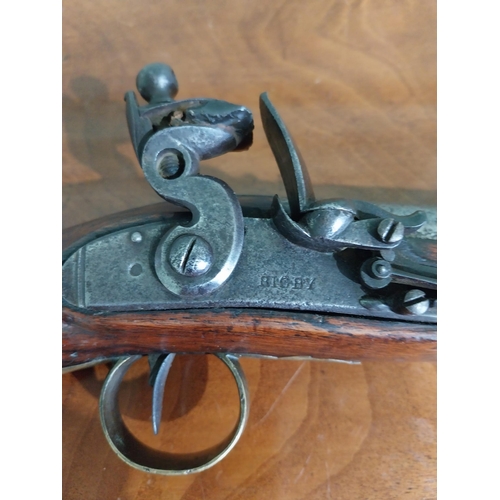 Early 19th C. brass and metal flintlock pistol stamped Rigby of Dublin ...