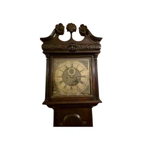 Irish Georgian mahogany longcase Grandfather clock with swan neck above ...