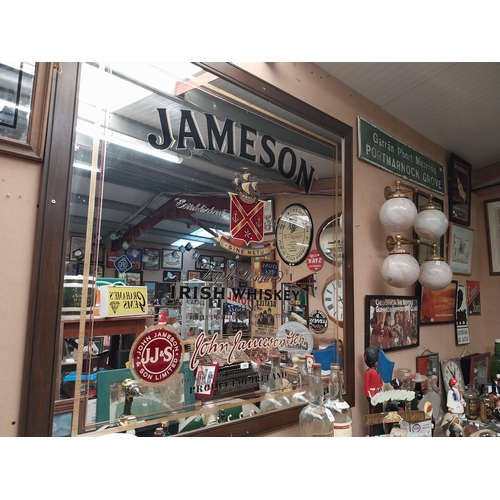 Jameson Whiskey advertising mirror in mahogany frame. {151 cm H x 153 ...