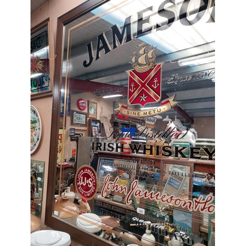 Jameson Whiskey advertising mirror in mahogany frame. {151 cm H x 153 ...