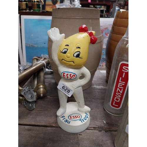 Cast iron Esso girl. {26 cm H x 10 cm W x 10 cm D}.