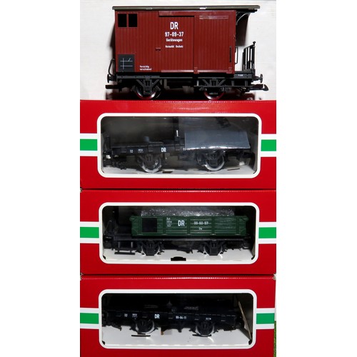 LGB G Scale Rolling Stock comprising: 2 x 45500 4-wheel DR Flat Cars ...