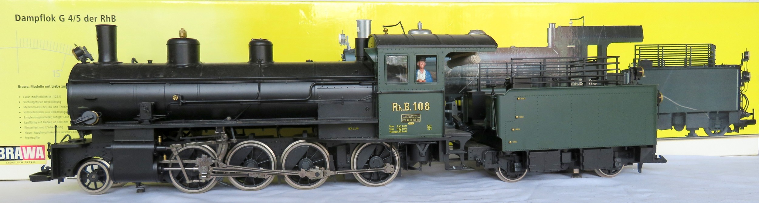 BRAWA G Scale 10001 (On Board DCC Sound) Dampflok G 4/5 2-8-0 Loco and ...
