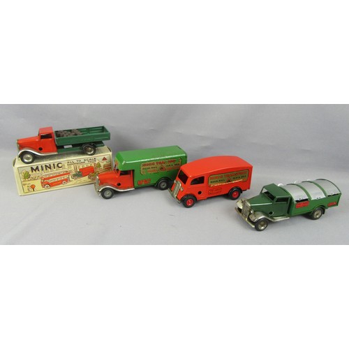 TRIANG MINIC, group of clockwork lorries to include open back truck in ...