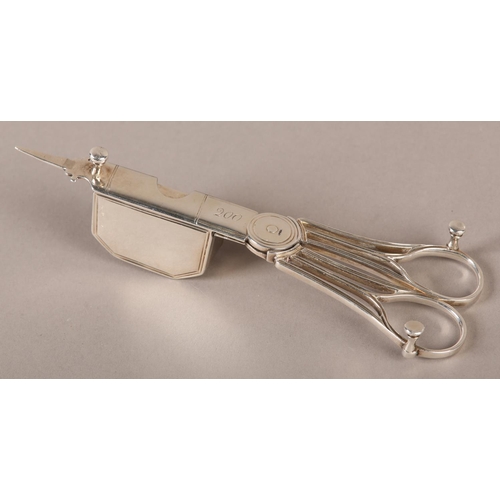 A PAIR OF GEORGE III SILVER CANDLE SNUFFERS of scissor form with reeded ...