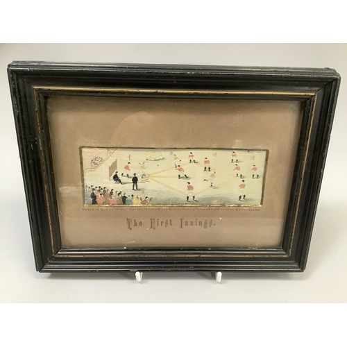 A Stevengraph The First Innings, 5cm x 15cm, mounted and framed