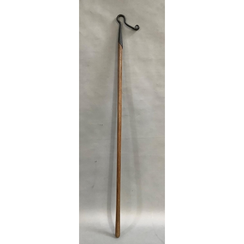A 19th/early 20th century Sussex Shepherd's leg crook, iron loop on an ...