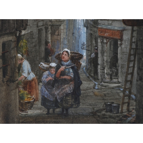LOUISE J RAYNER (1832-1924), Edinburgh street scene with figures ...