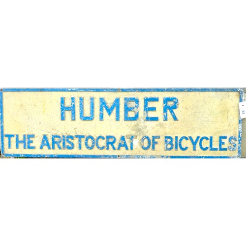 Humber ‘The Aristocrat of Bicycles’, cast aluminium sign, 12 x 42 ...