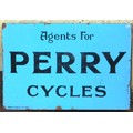 Perry Cycles an agency double-sided wall-mounted enamel sign. 10 x 18 ...