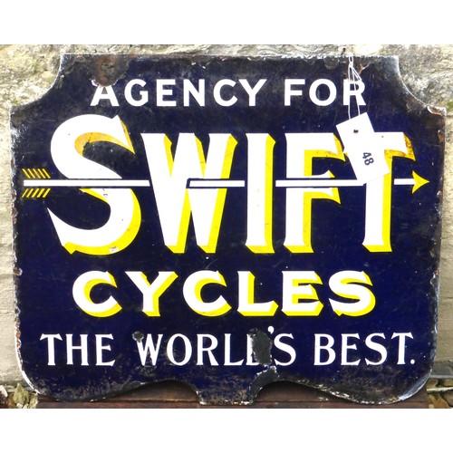 Swift Agency For Cycles, a rare three colour double sided enamel sign ...