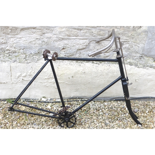 Safety Bicycle frame with forks, welded rear hub, long link chain ...