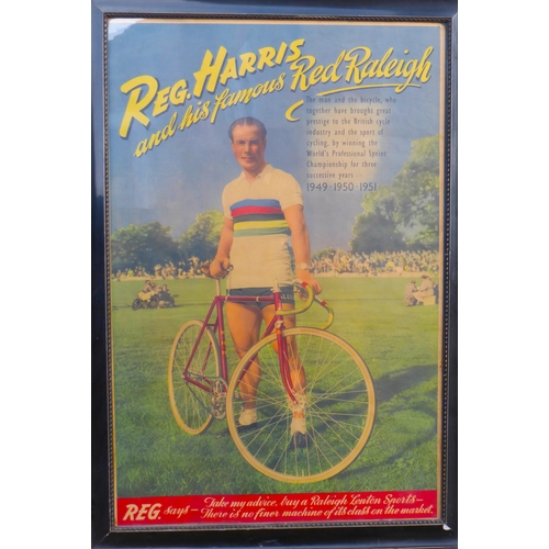 Reg Harris – and His Famous Red Raleigh. A framed and glazed ...