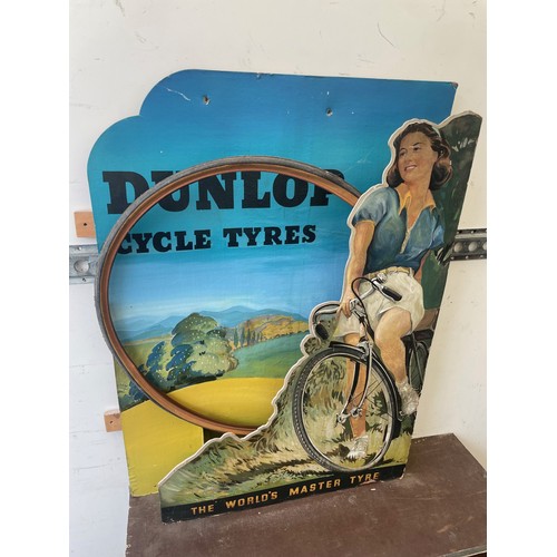 A Dunlop Cycle Tyre Shop Window Display Stand, of cardboard, hardboard ...