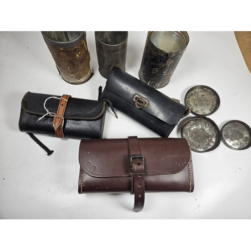 3no Vintage Cyclists Tool Bags t/w 3 Tubes of Lamp Glasses Shipping Rate B