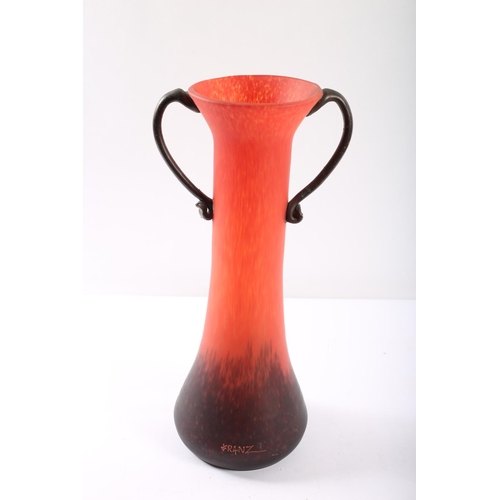 A FRANZ CAFFREY ART NOUVEAU VASE with copper handles 40cm (h)