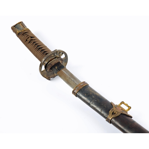 A wakizashi-style short sword, the hand-forged blade, 17" (43cm) long ...