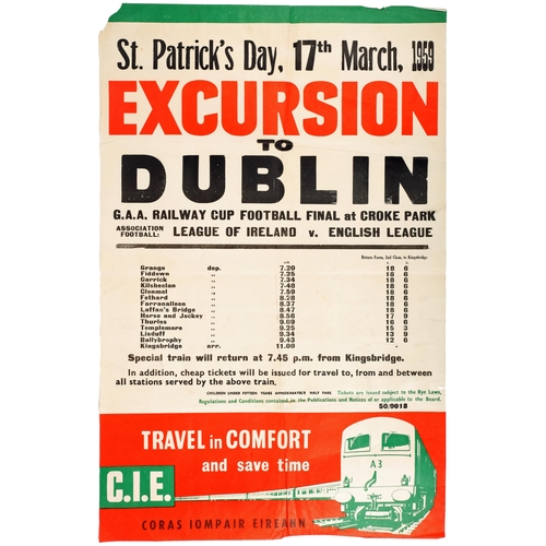 Railway memorabilia, 1959 CIE poster, "St Patrick's Day, 17th March ...