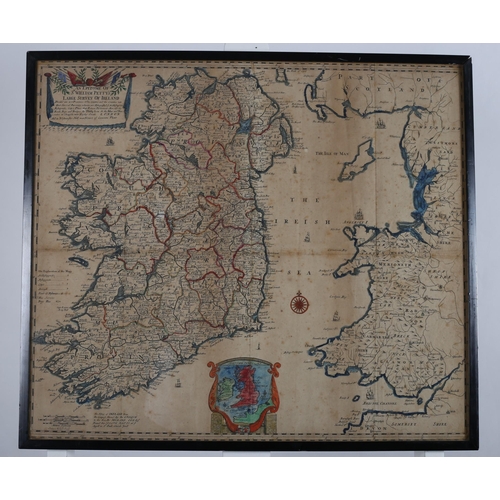 PHILIP LEA 1689, a line-coloured, engraved map of Ireland, The Epitome ...