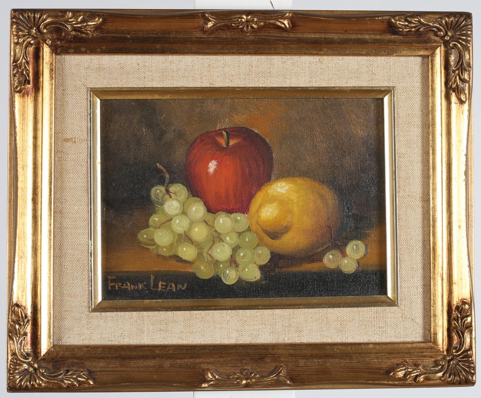 FRANK LEAN Still Life, Grapes, Apple and Lemon on a Table Oil on canvas ...