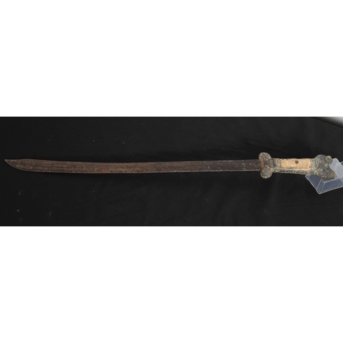 A CELTIC STYLE SWORD with flat engraved double headed pommell and ...