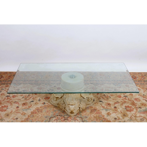 A CONTEMPORARY COFFEE TABLE of rectangular outline the glazed bevelled ...