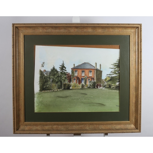 KEN LAMBERT Study of a 19th Century House and Garden Mixed media on ...