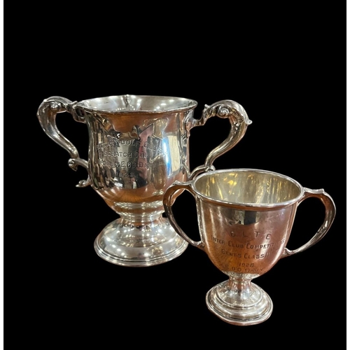 A SILVER TWO HANDLE TROPHY Dublin Inscribed 'Delgany Golf Club', A ...