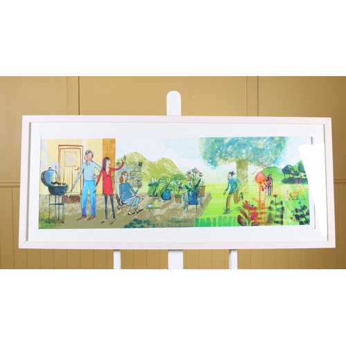 JILL CALDER H.F.A GARDEN BARBEQUE A coloured print Unsigned 38cm (h) x ...