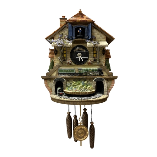 A NOVELTY RESIN FLYING SCOTSMAN RAILWAY CLOCK 35cm (h) x 25cm (w) x ...