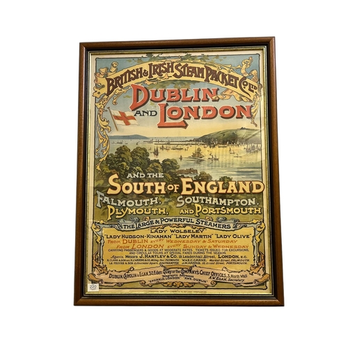 TRAVEL POSTER British and Irish Steam Packet Company Dublin and London ...