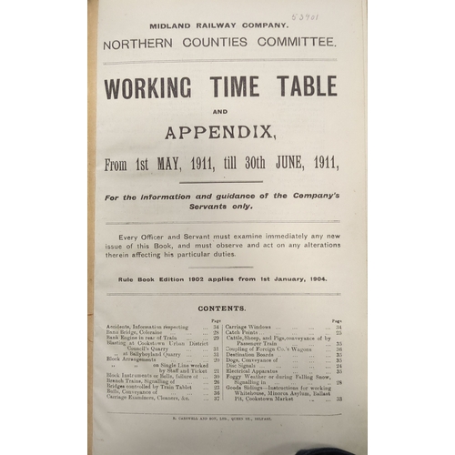MIDLAND RAILWAY COMPANY, NORTHERN COUNTIES COMMITTEE WORKING TIMETABLE ...