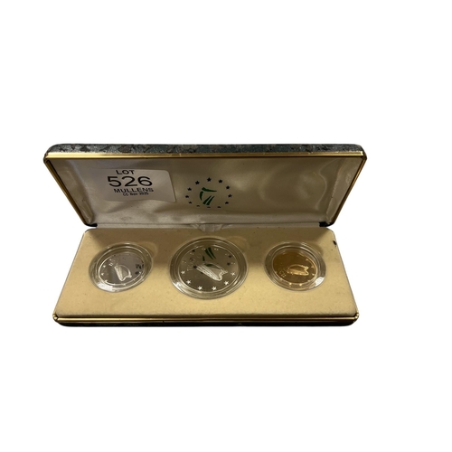 A 1990 COMMEMORATIVE 10 ECU SILVER, 50 ECU GOLD AND 5 ECU SILVER COIN ...