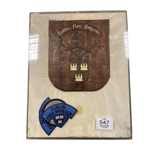 VINTAGE DUBLIN FIRE BRIGADE FIREFIGHTER WOODEN PLAQUE AND PATCHES ...