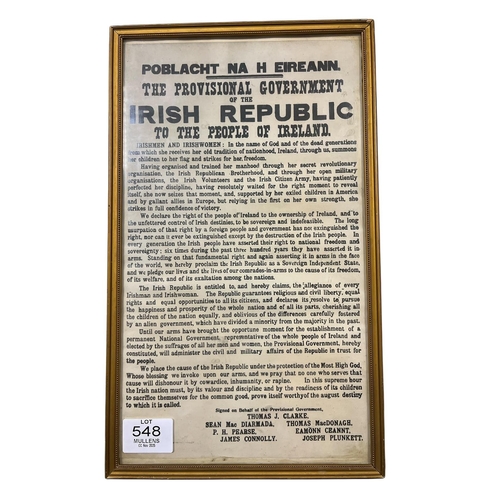 1940s PRINTING OF THE 1916 PROCLAMATION in rectangular gilt frame 38cm ...