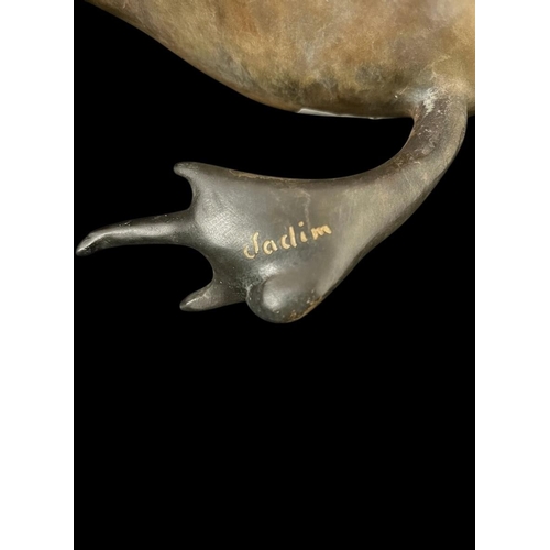 KOI FISH Hallow cast bronze Inscribed Jadim 19cm (h) x 30cm (w)