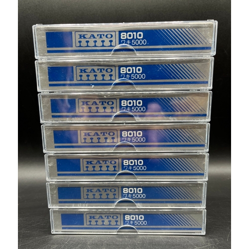 Seven Kato 8010 Freight Car WAKI 5000, appear new in cases (400g)