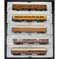 Kit-built rake of five LNER Teak coaches built with varying finishes ...