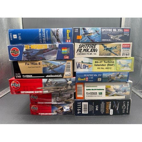 12 1:48 Scale Military aircraft plastic model kits. (4500g). (12). All ...