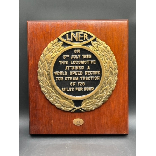 A Limited Edition Brass and Black Enamel LNER Plaque, Commemorating the ...