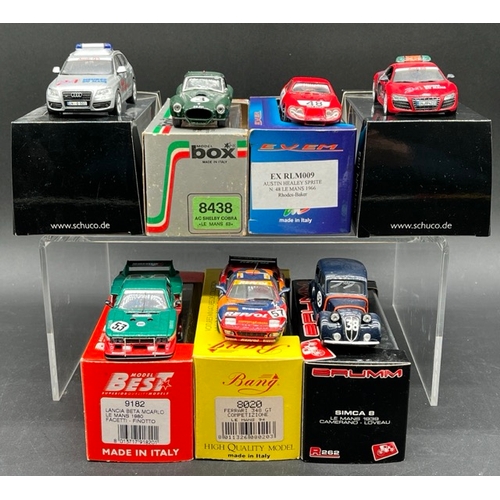 7 1:43 scale Racing cars and Support vehicles with boxes (1300g) Bang ...