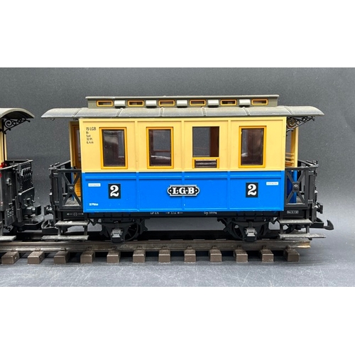 Two G scale LGB 4 wheel Coaches - Ready to Roll Red/Cream and Blue ...