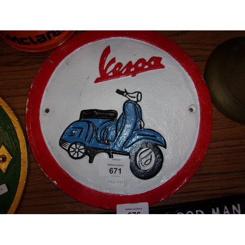 CAST VESPA SIGN