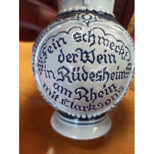 Vintage West German Stone Ware Pottery Wine Pitchers x 2 and a Lidded ...